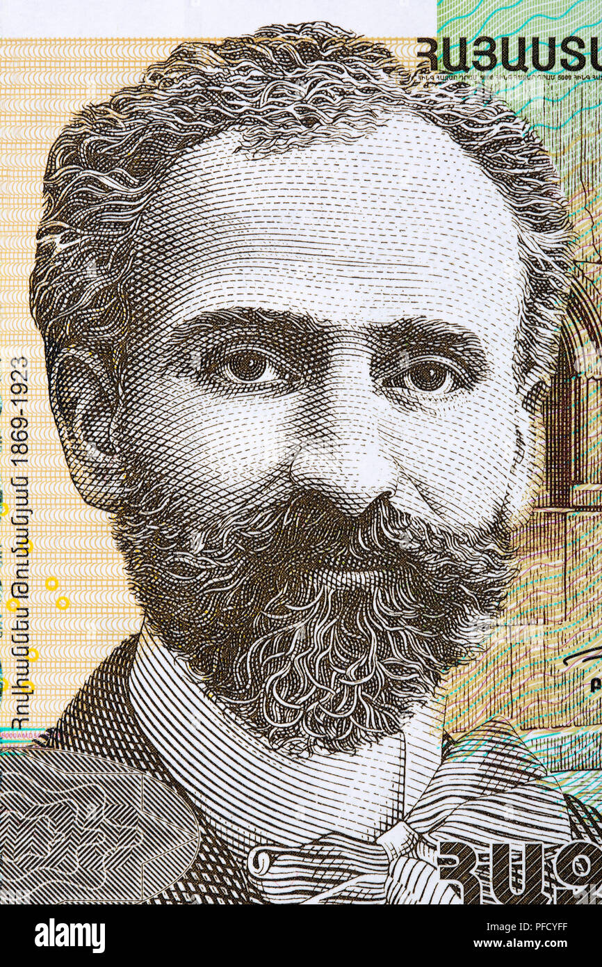 Hovhannes Tumanyan portrait from Armenian money Stock Photo - Alamy