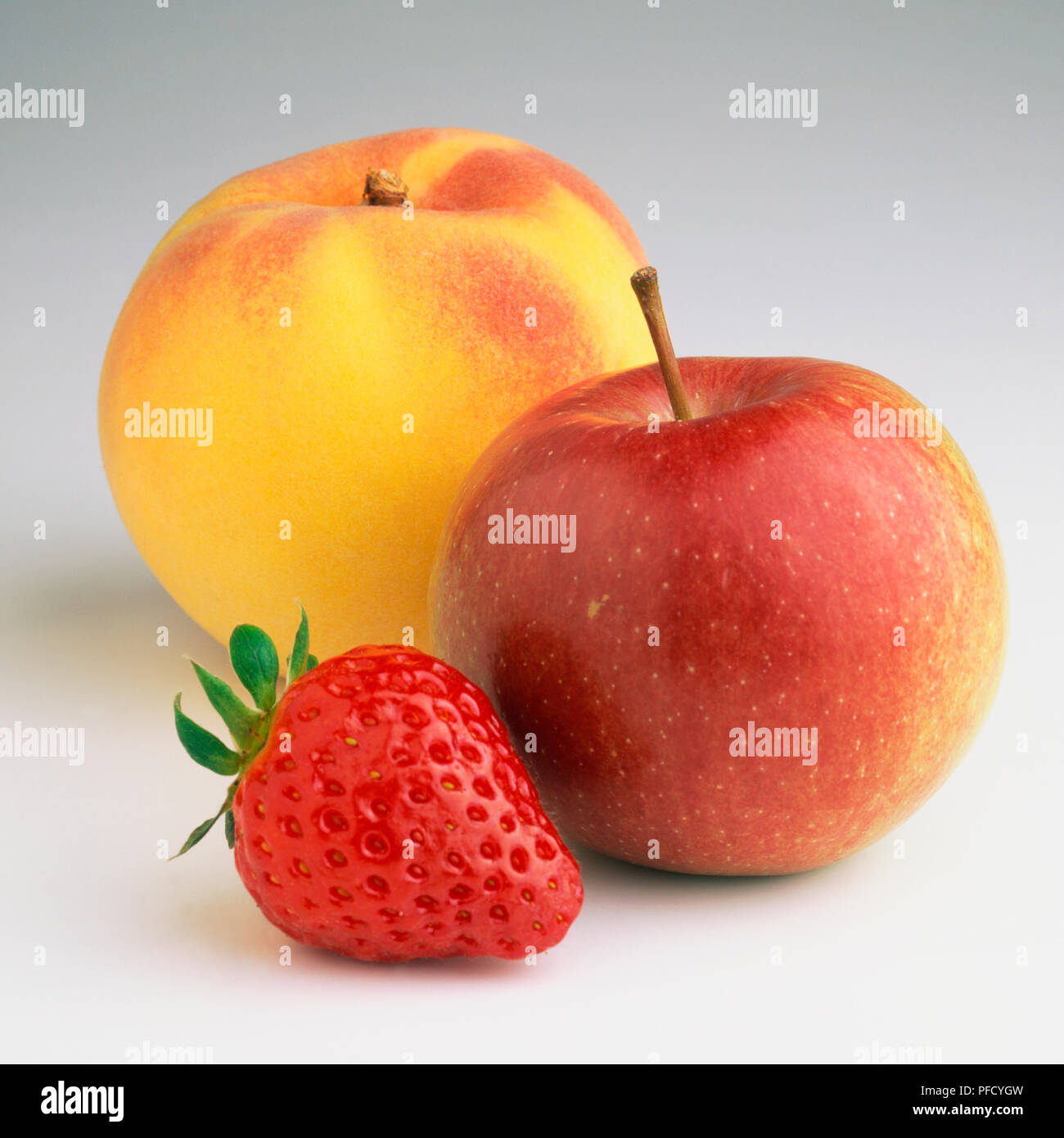 Fruit flavours of strawberry and white peach hi-res stock photography ...