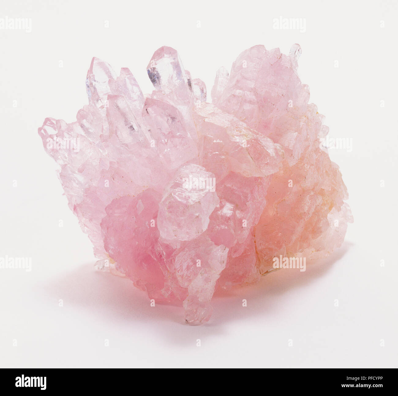 Rare rose quartz crystals set in massive rose quartz, close up Stock ...