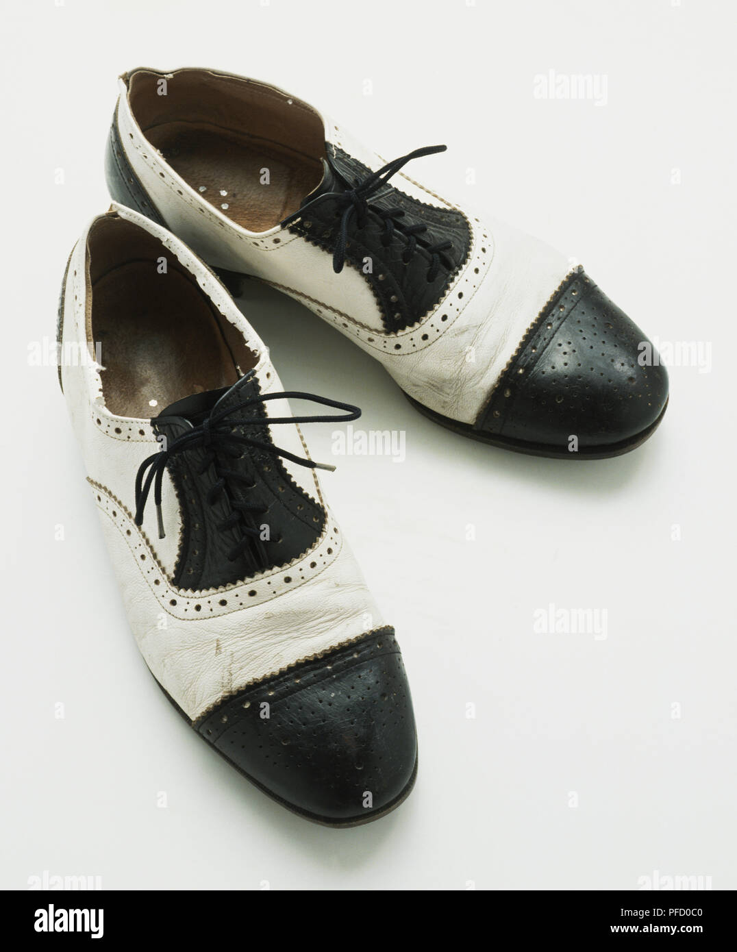 Black and white leather shoes, view from above Stock Photo - Alamy