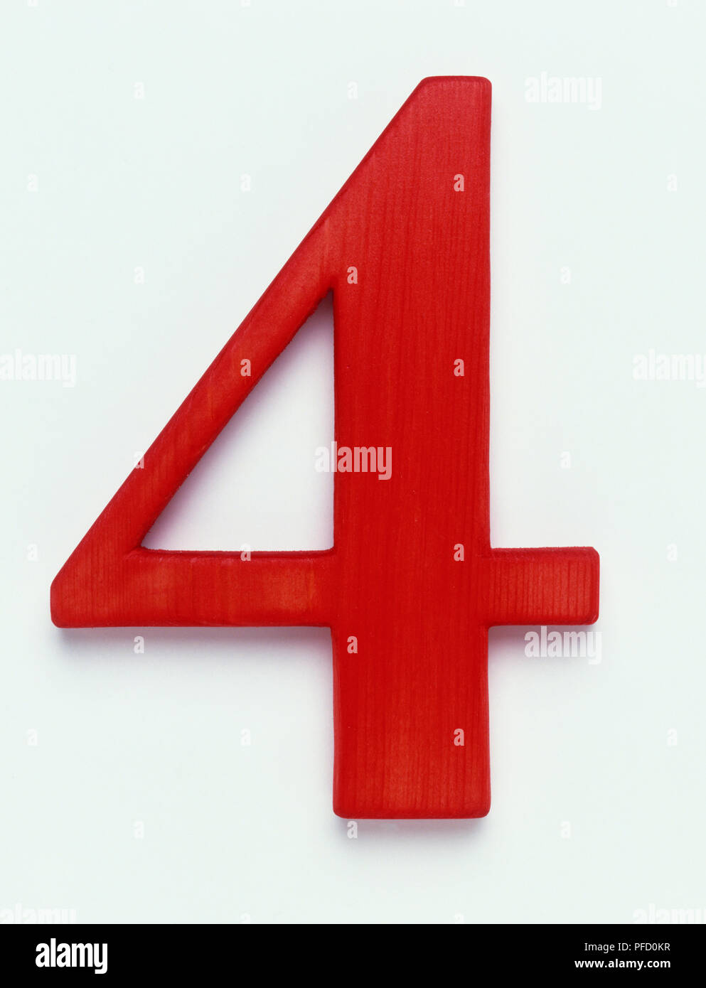 Red number '4' made from wood Stock Photo - Alamy