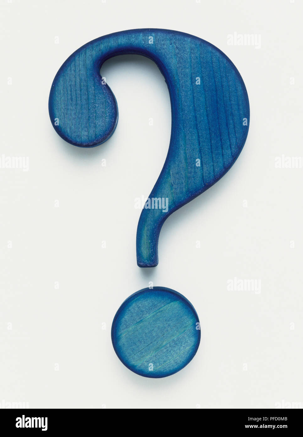Blue question mark made from wood Stock Photo - Alamy