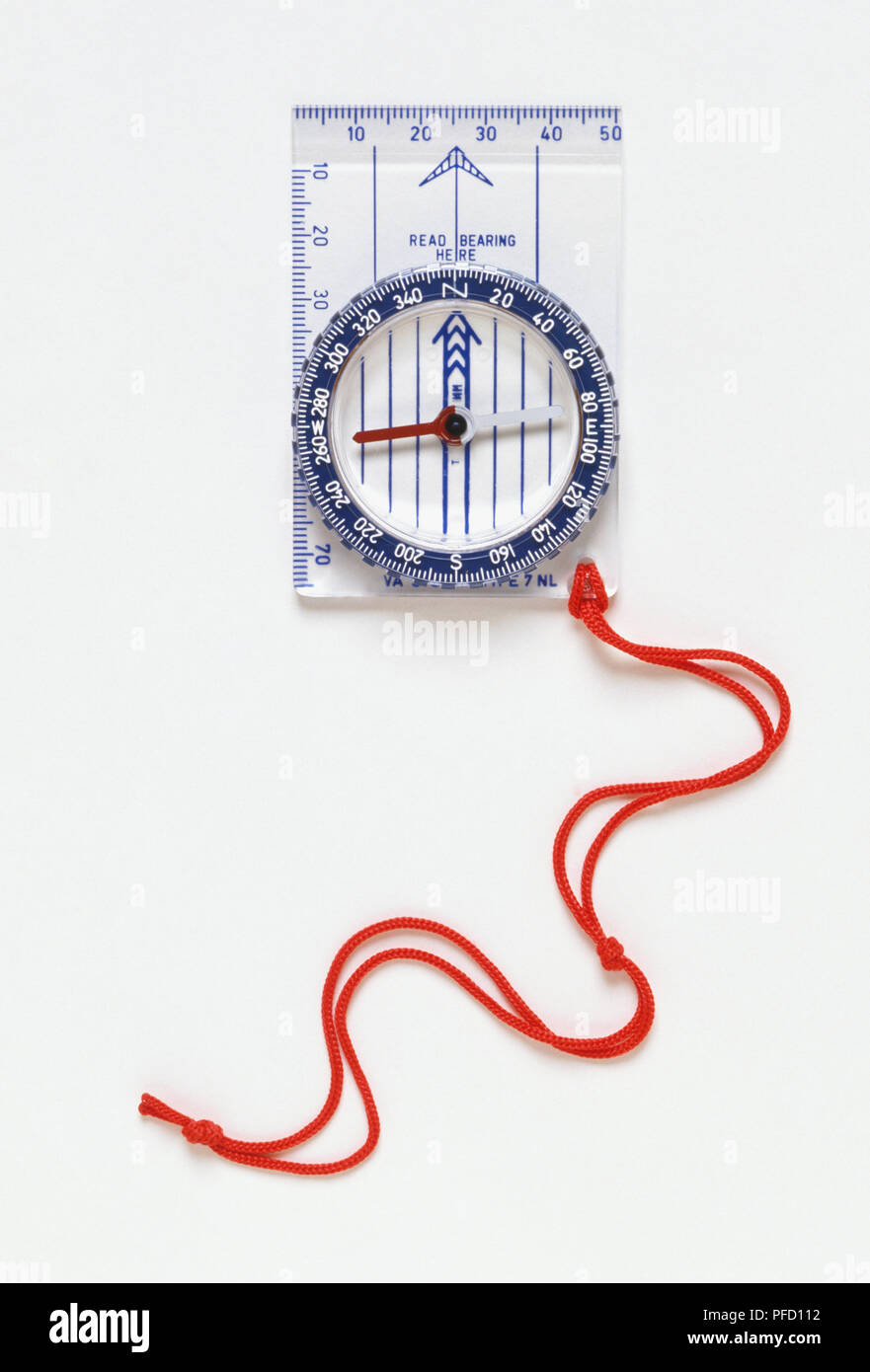 Compass with millimetre scale and red cord Stock Photo - Alamy