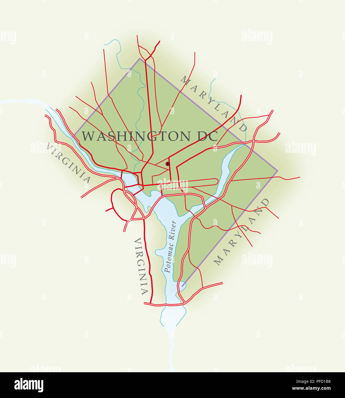 Map of washington d c hi-res stock photography and images - Alamy