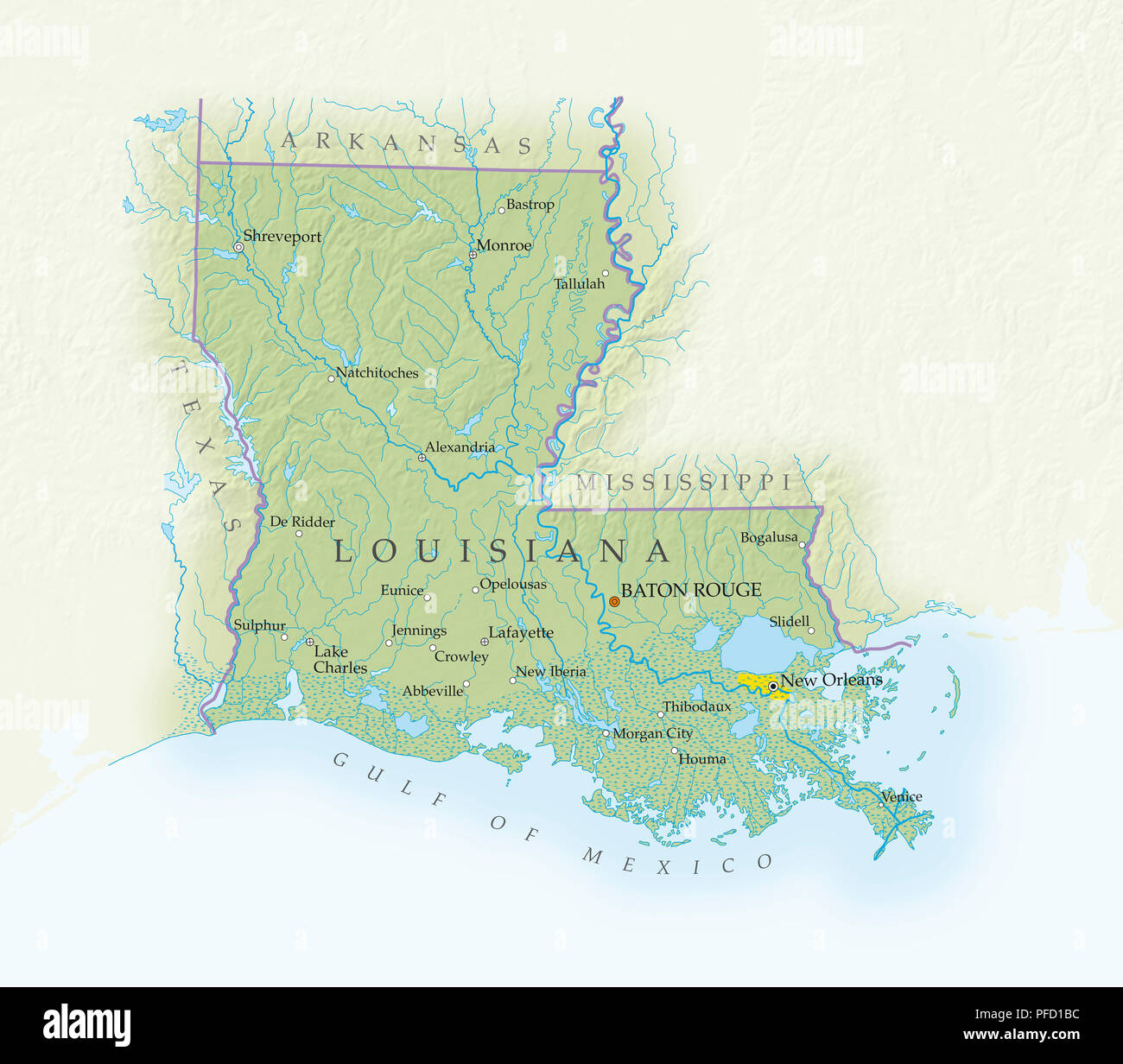 Map of louisiana hi-res stock photography and images - Alamy
