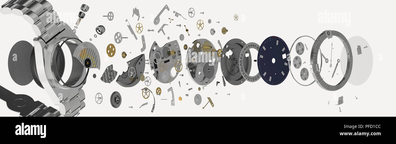 Disassembled parts of a wristwatch Stock Photo - Alamy