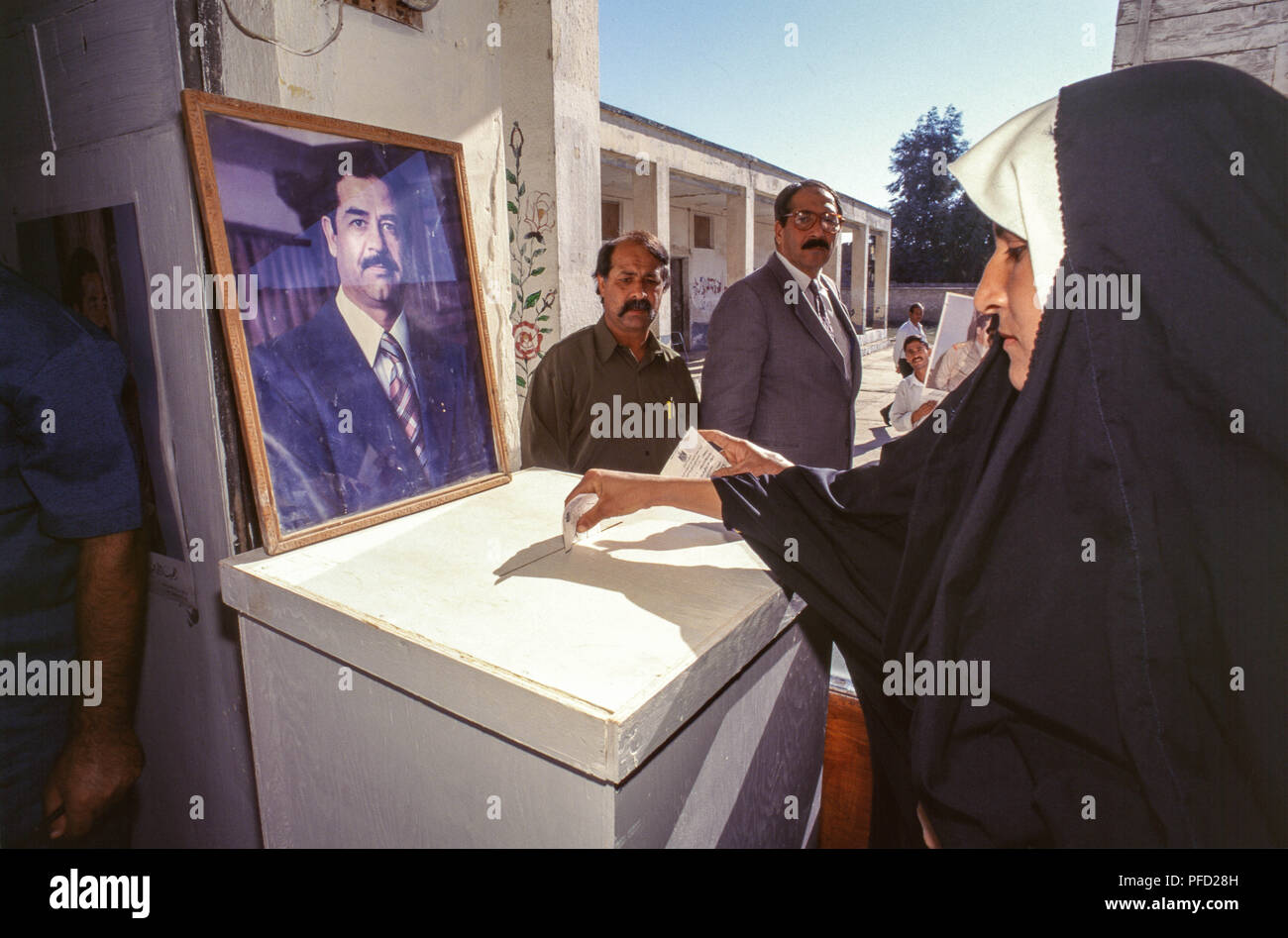 Baghdad, Iraq - 15 October 1995 - Iraqi voters at the polls during the ...