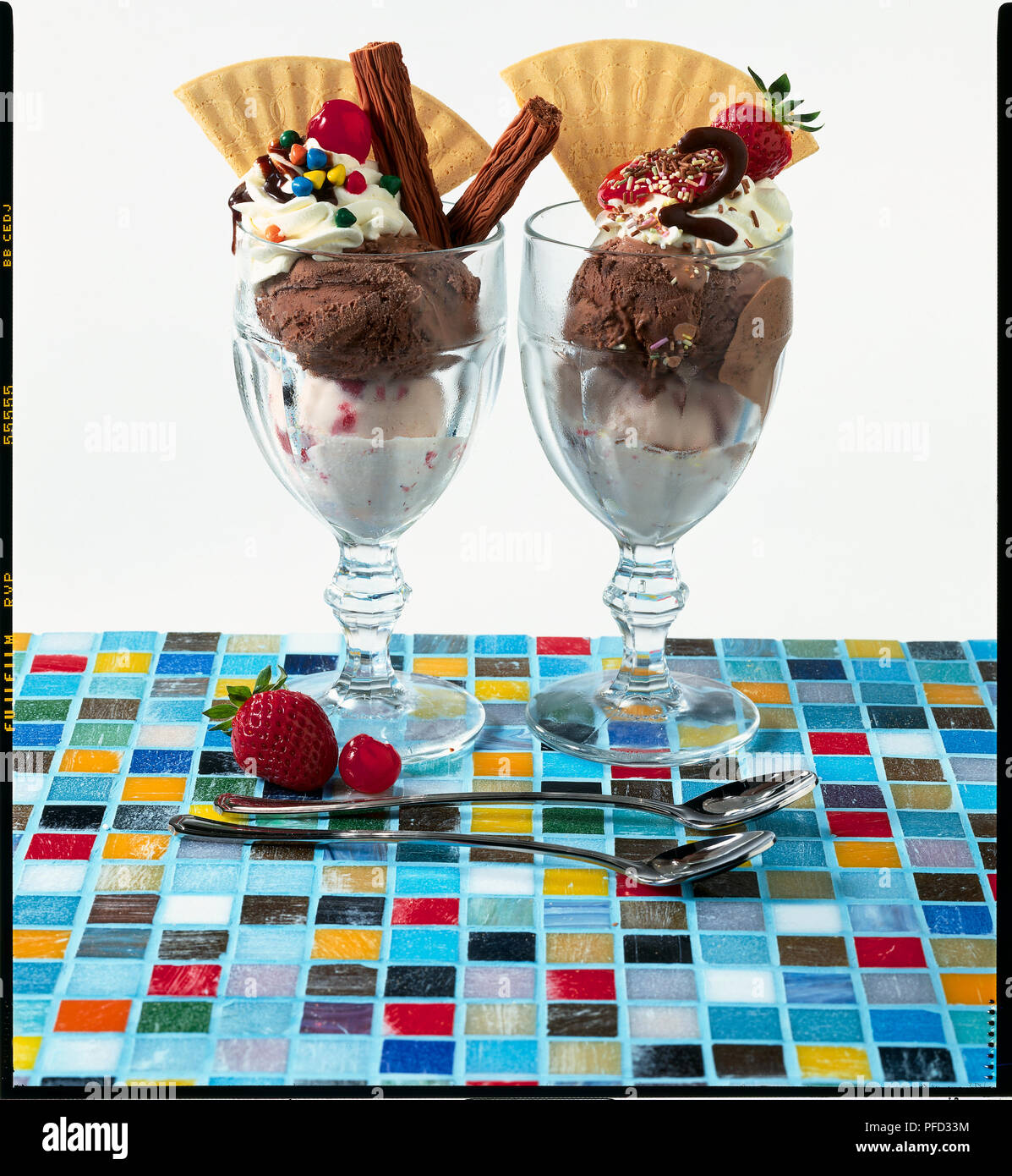 Two ice-cream sundaes Stock Photo - Alamy