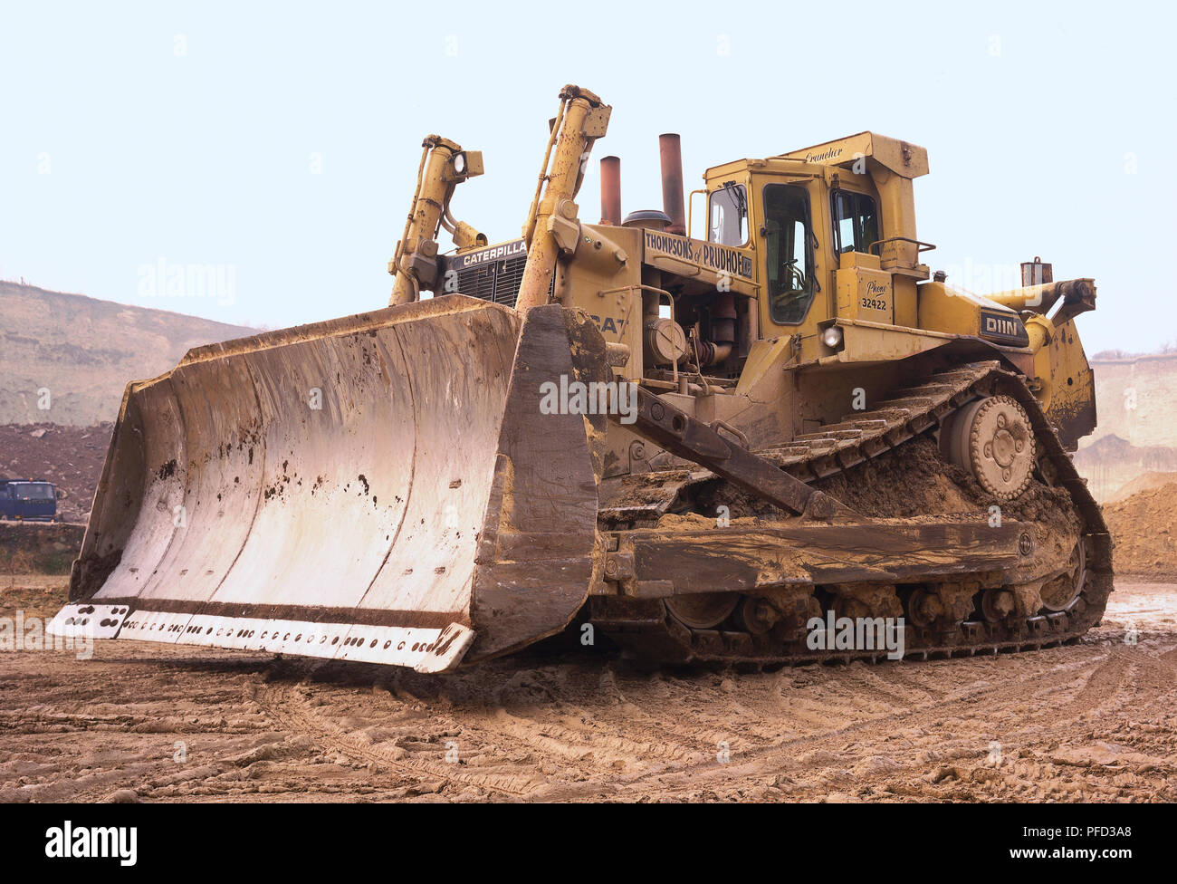 Yellow bulldozer, viewed at angle Stock Photo - Alamy