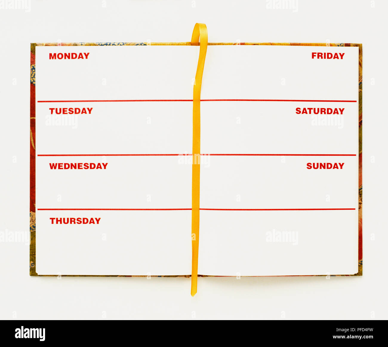 Diary showing days of the week Stock Photo - Alamy