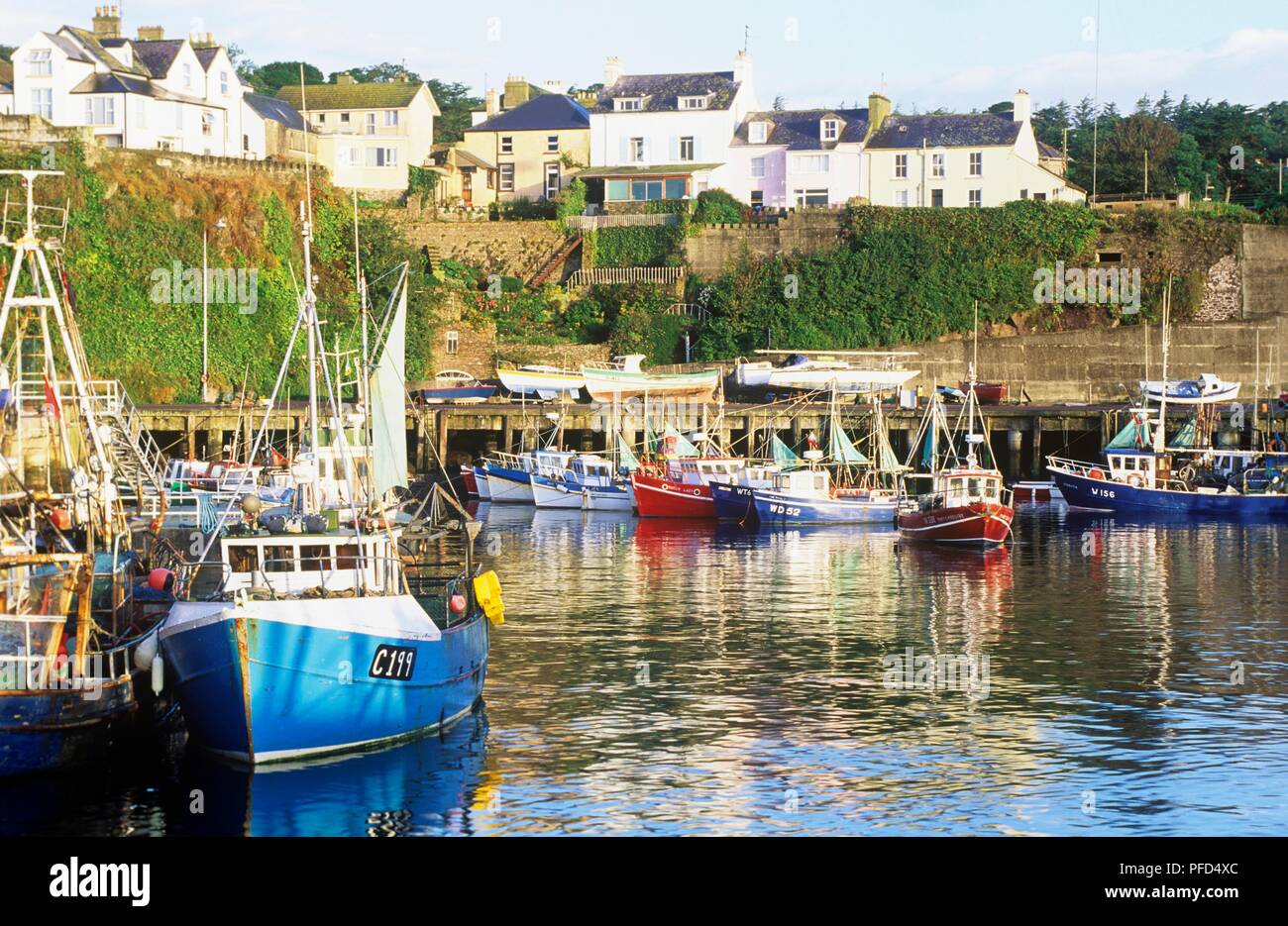 Ireland, County Waterford, Dunmore East, view of harbour and fishing ...