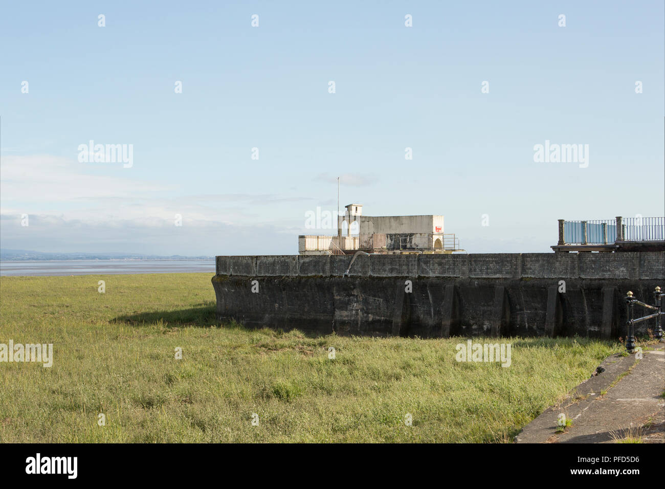 The derelict Lido at Grange Over Sands on the edge of Morecambe Bay in ...