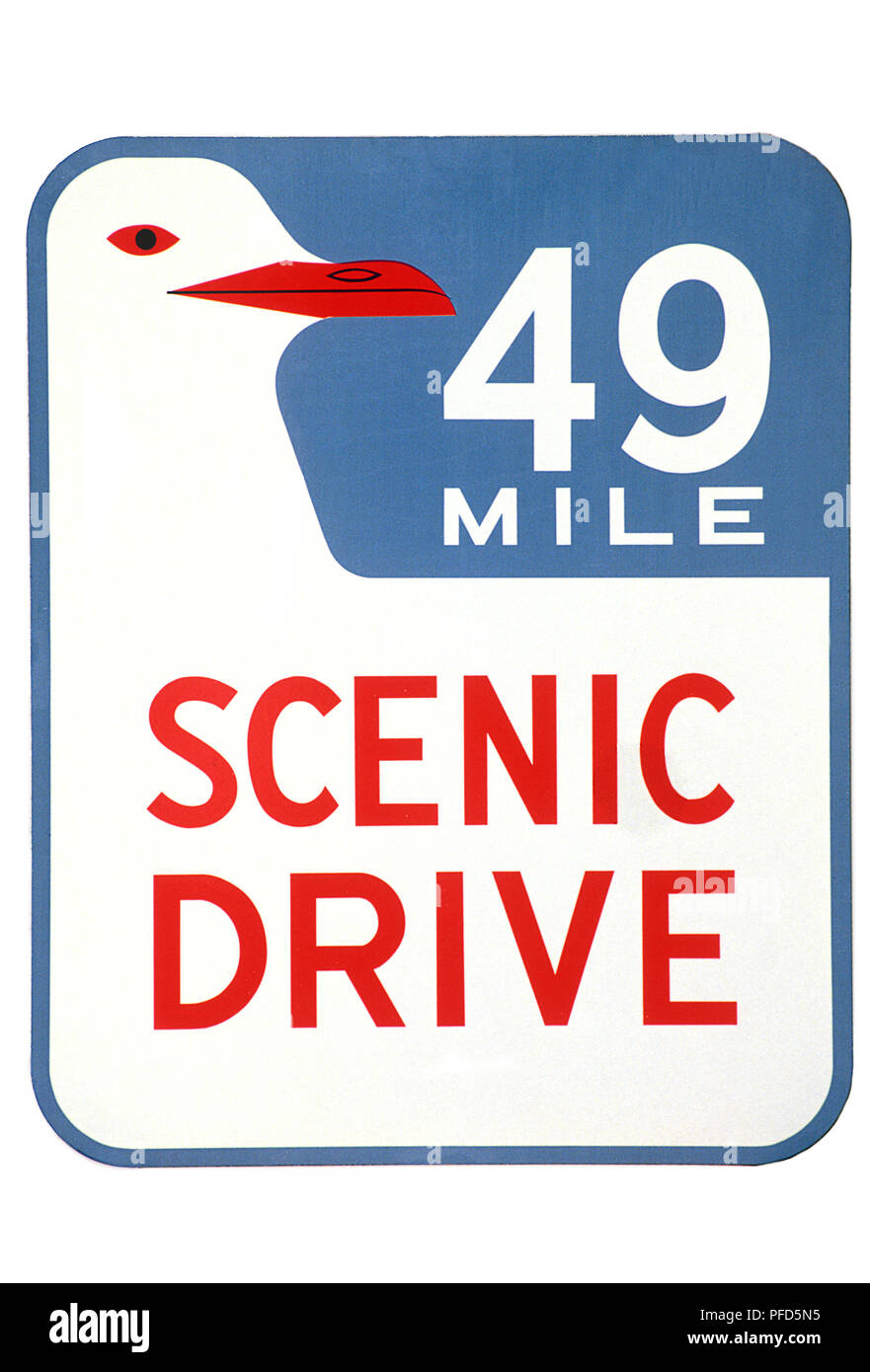 USA, California, San Francisco, sign for the 49-Mile Scenic Drive Stock ...