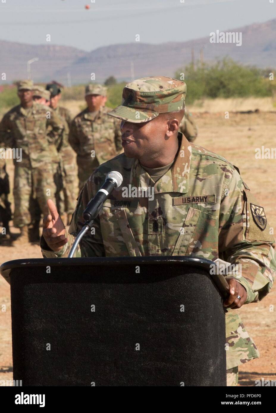 Command Sgt. Maj. Louis Brown III, the outgoing Command Sergeant Major ...