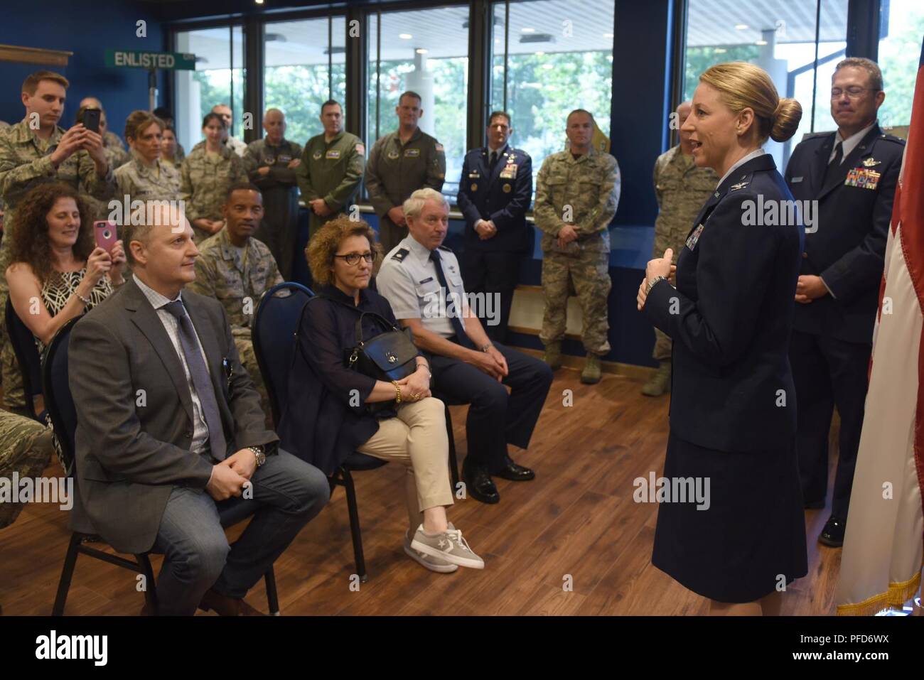 U.S. Air Force Col. Bryony A. Terrell addresses and thanks those in ...