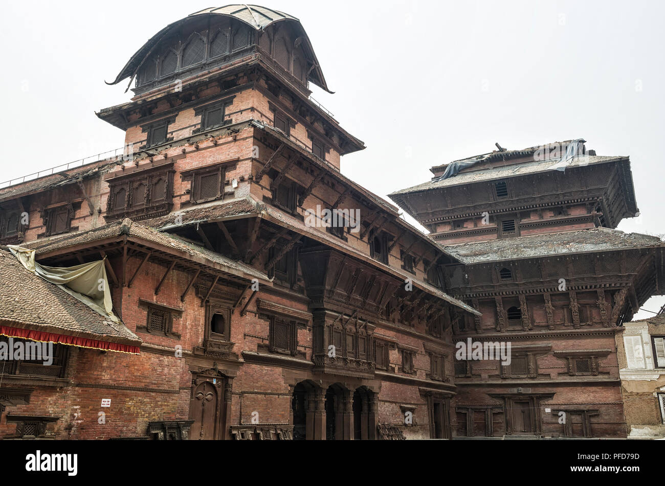 Nine storey Basantapur Tower in Nasal Chowk Courtyard, Kathamandu ...