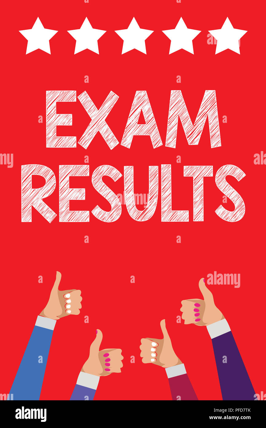 Handwriting text writing Exam Results. Concept meaning An outcome of a ...