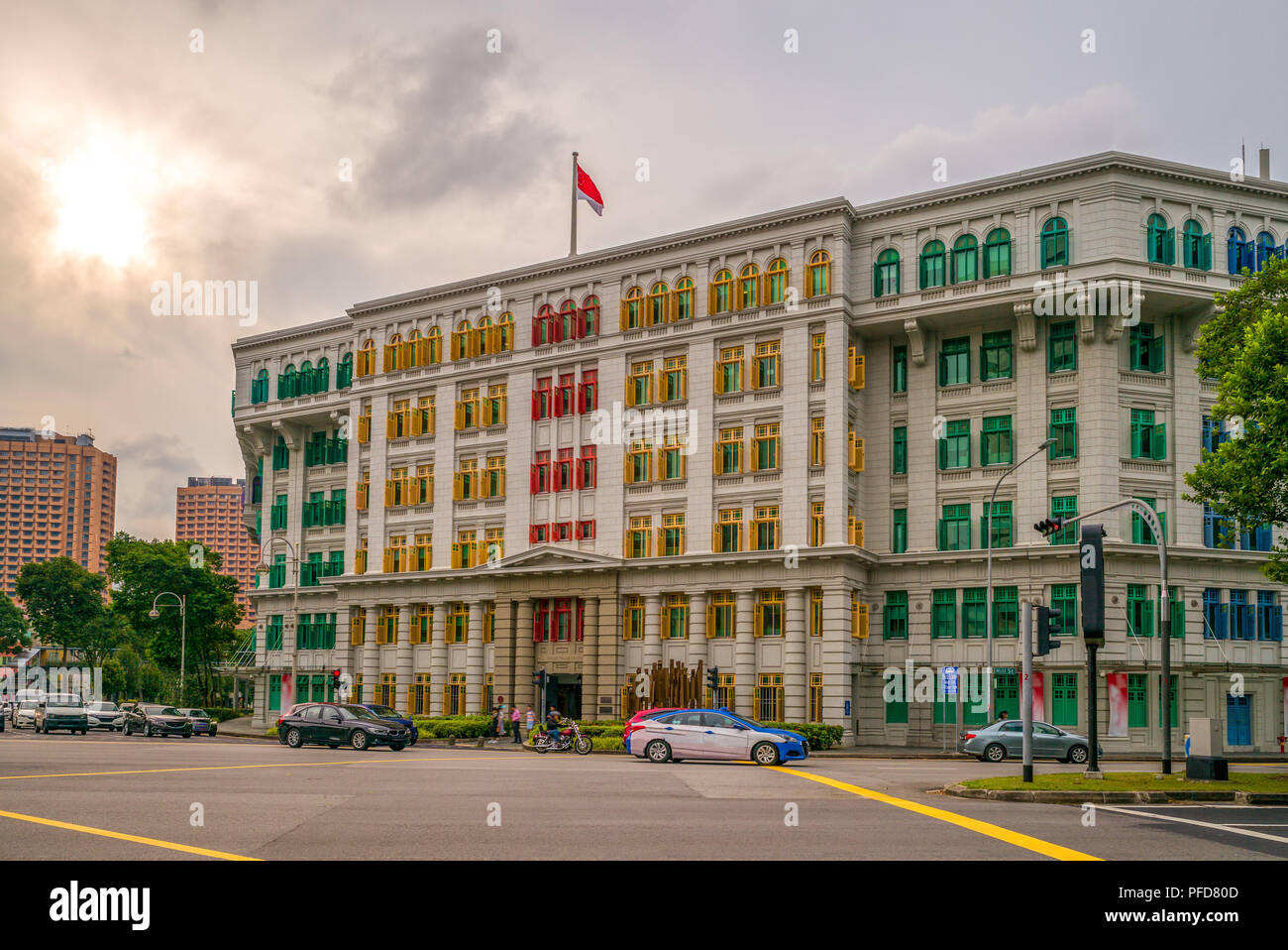 building with colorful windows at clarke quay Stock Photo - Alamy
