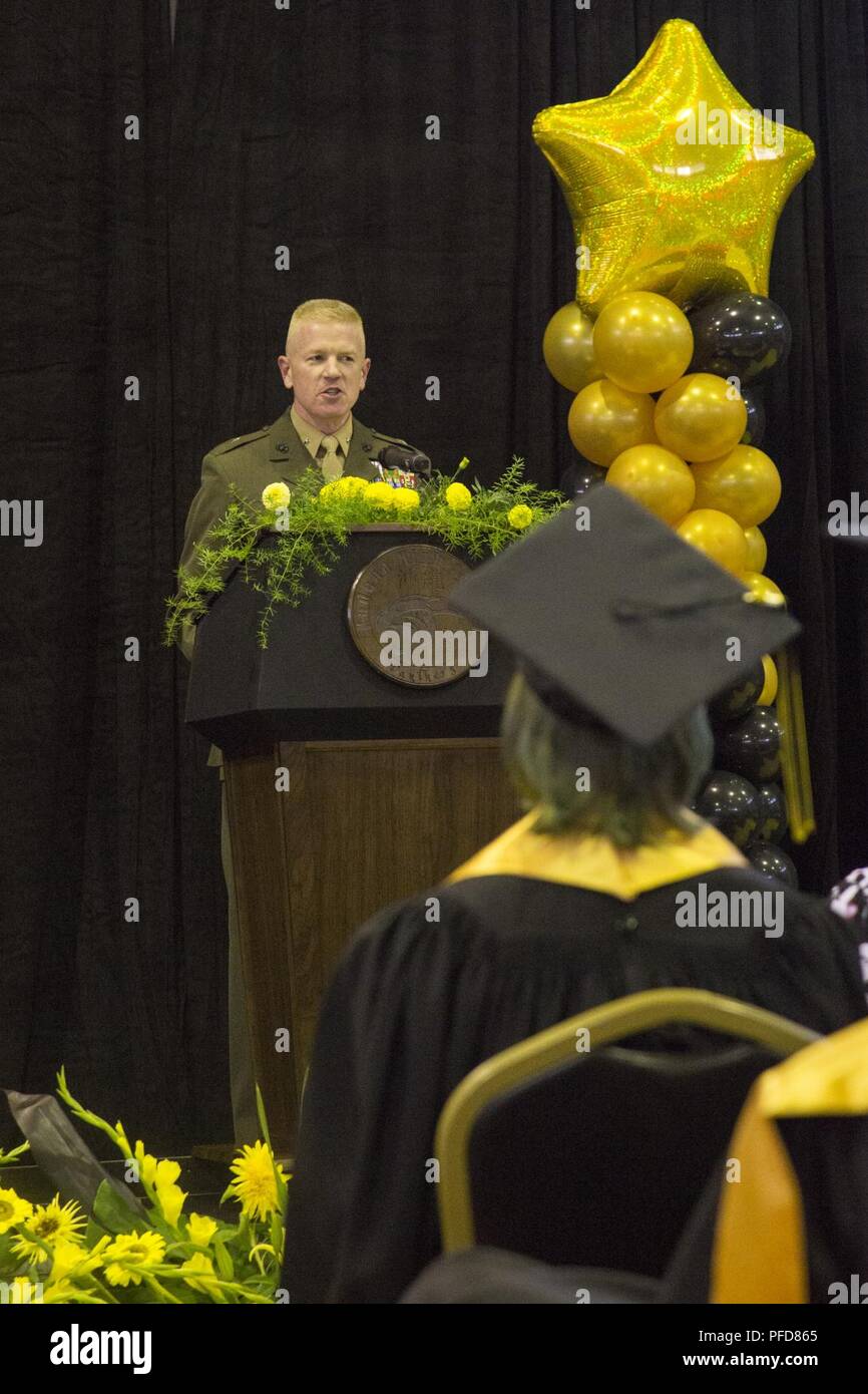 KADENA AIR BASE, OKINAWA, Japan – Brig. Gen. Paul Rock Jr. speaks to ...