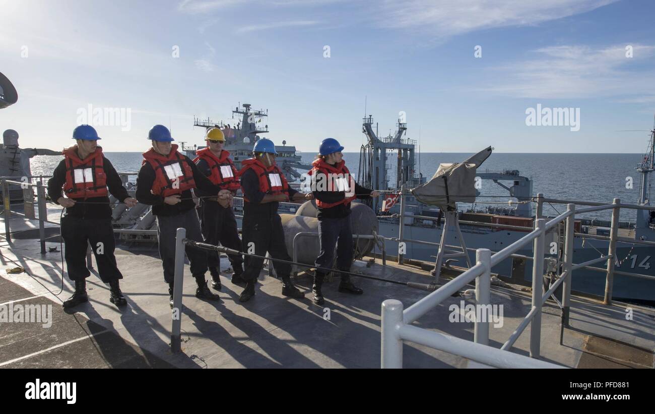 SEA (June 9, 2018) Sailors aboard the Harpers Ferry-class dock landing ...