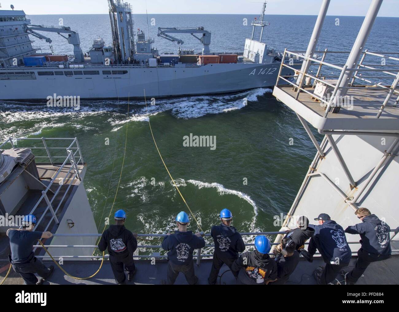 SEA (June 9, 2018) Sailors aboard the Harpers Ferry-class dock landing ...