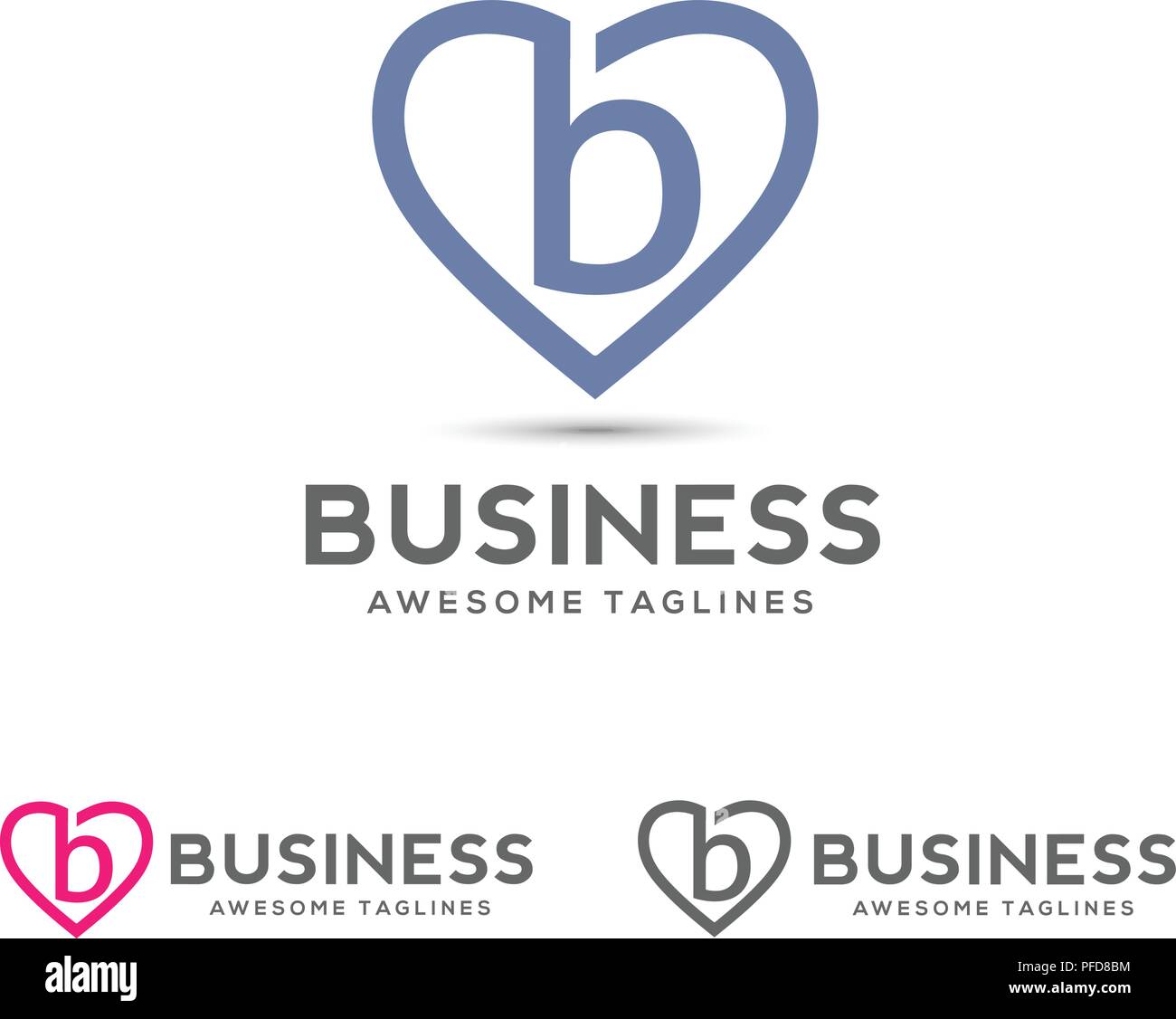Letter b heart logo icon design template elements,elegant letter b with ...