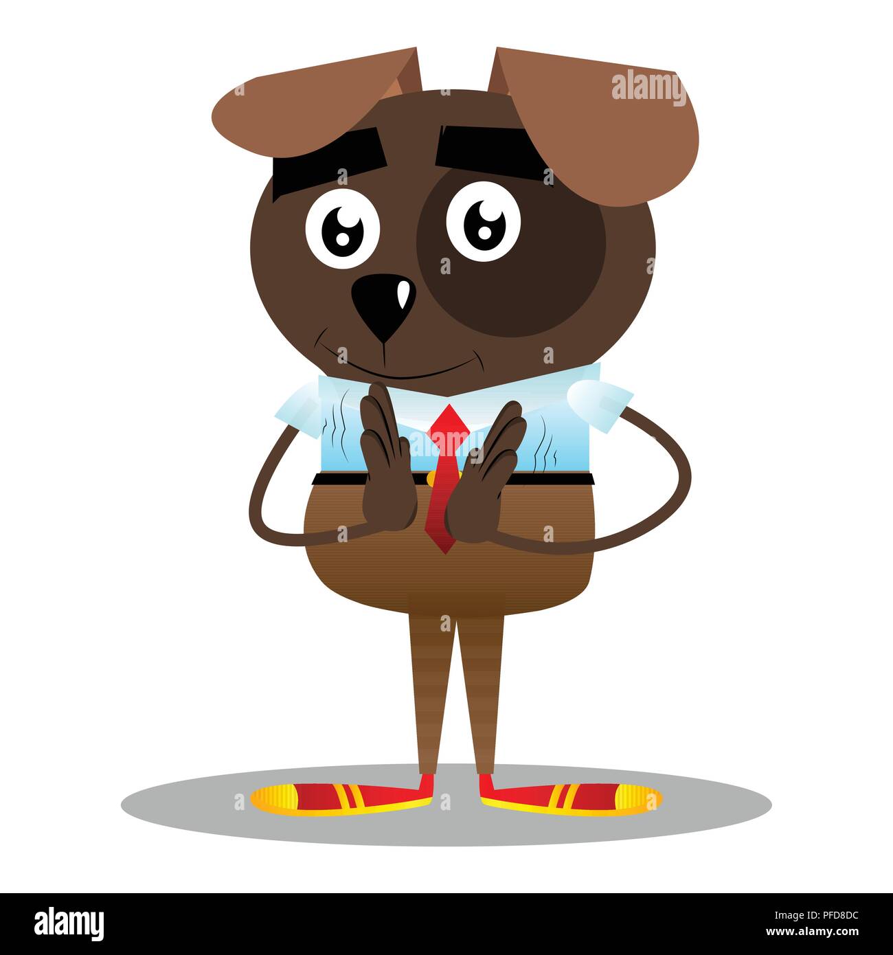 Cartoon vector illustrated business dog with clapping hands Stock ...