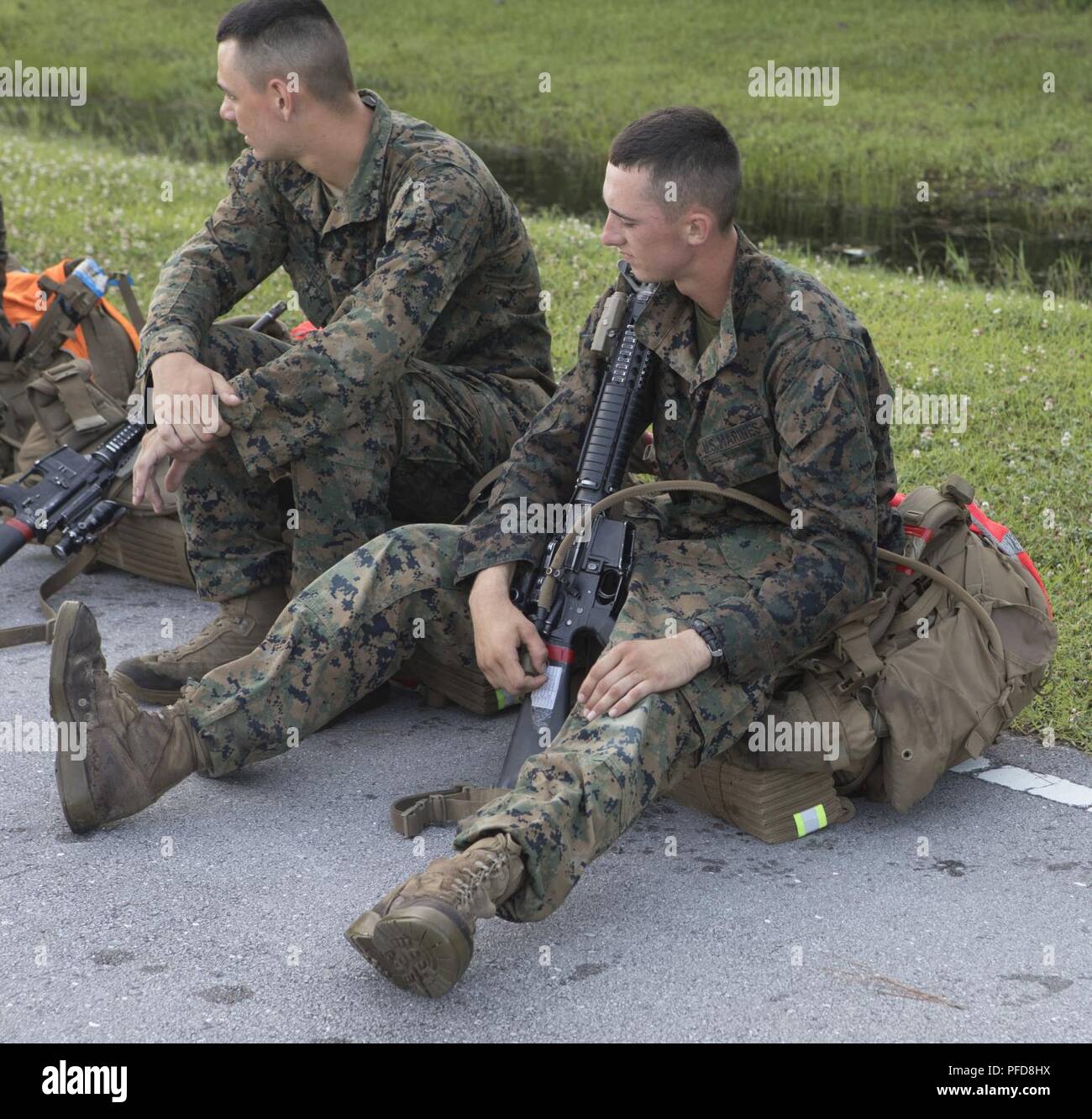U.S. Marines assigned to Hotel Company, Marine Combat Training (MCT ...