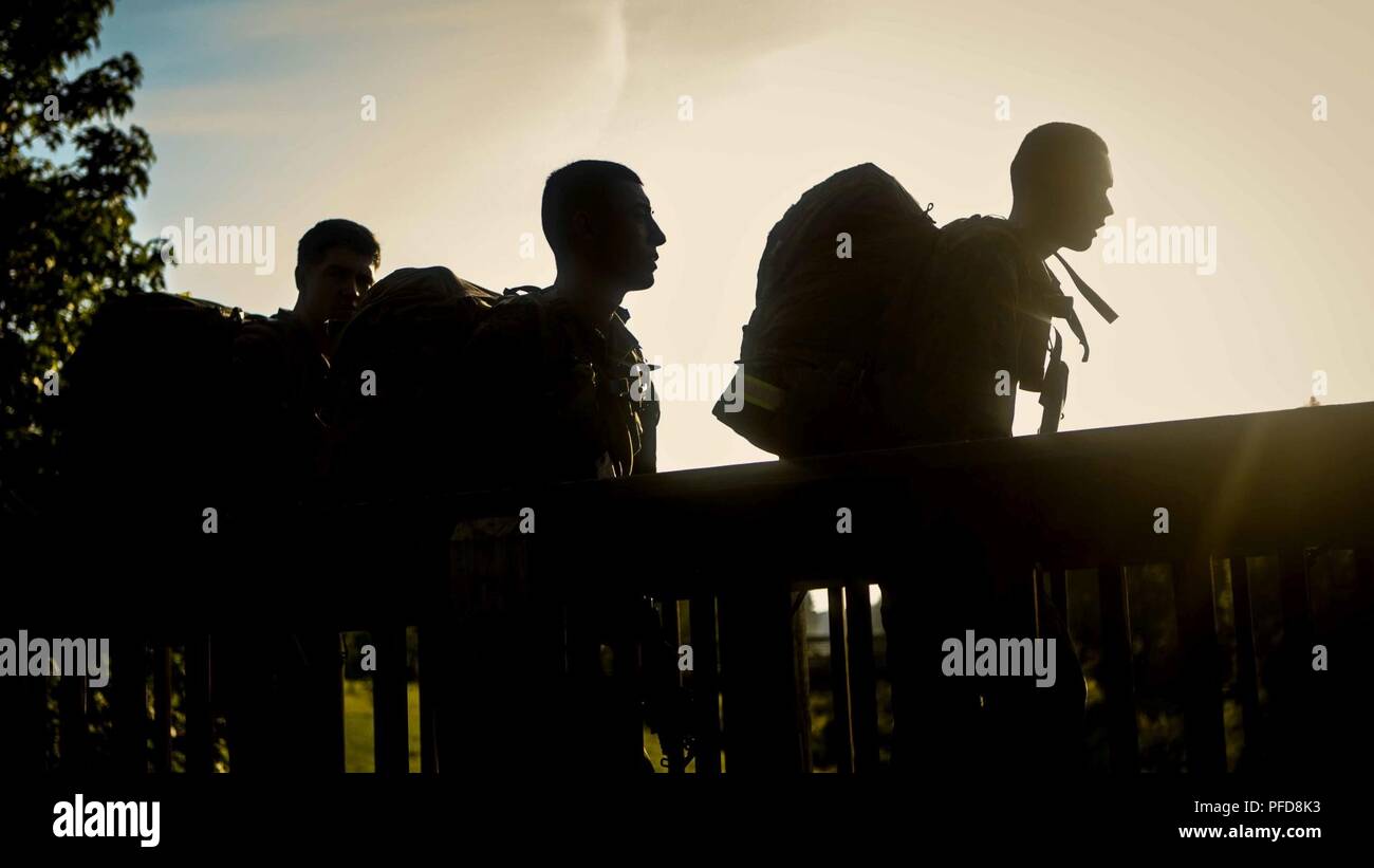 U.S. Marines assigned to Hotel Company, Marine Combat Training (MCT ...
