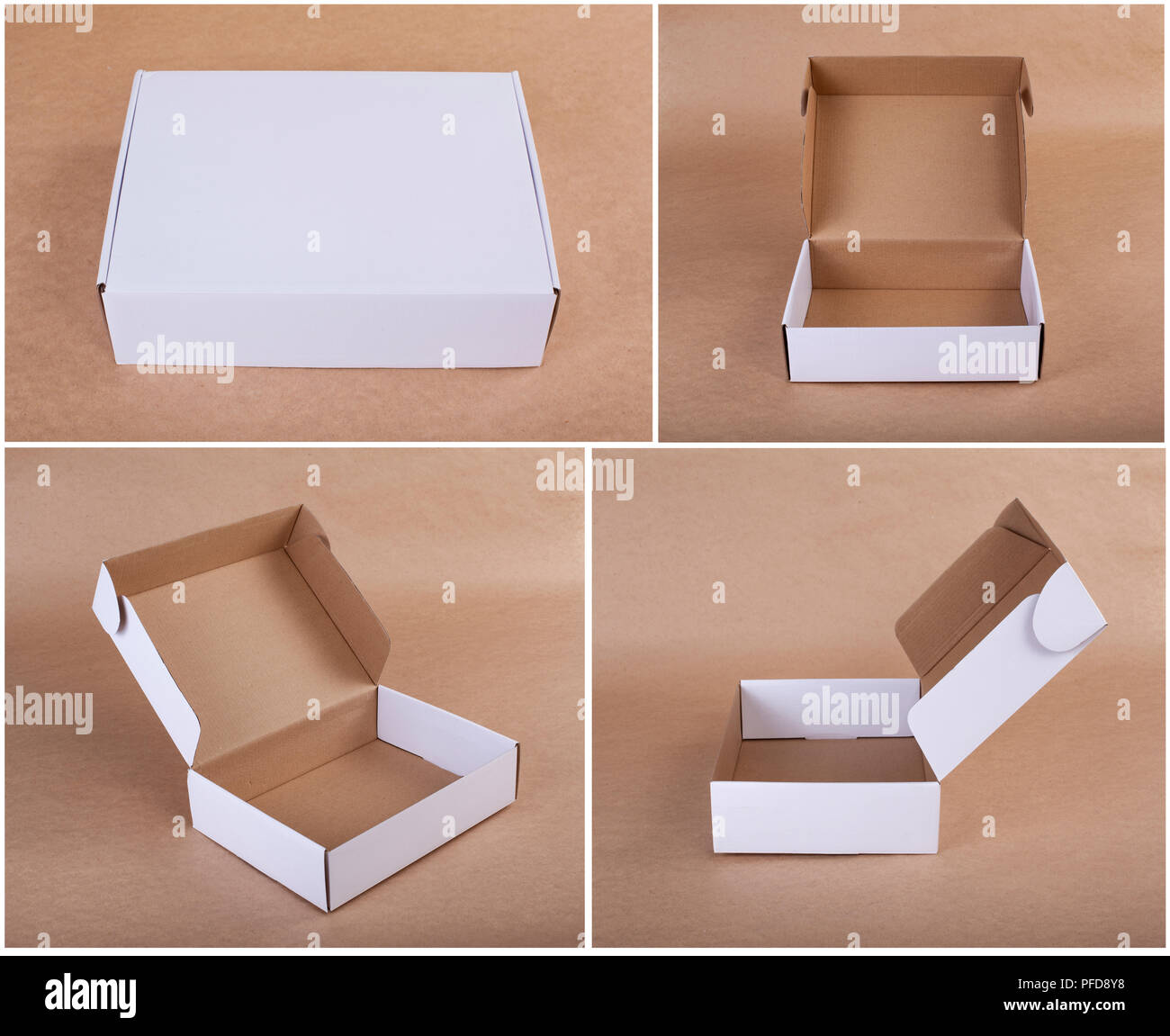 Set of cardboard boxes for packaging on a beige background Stock Photo ...