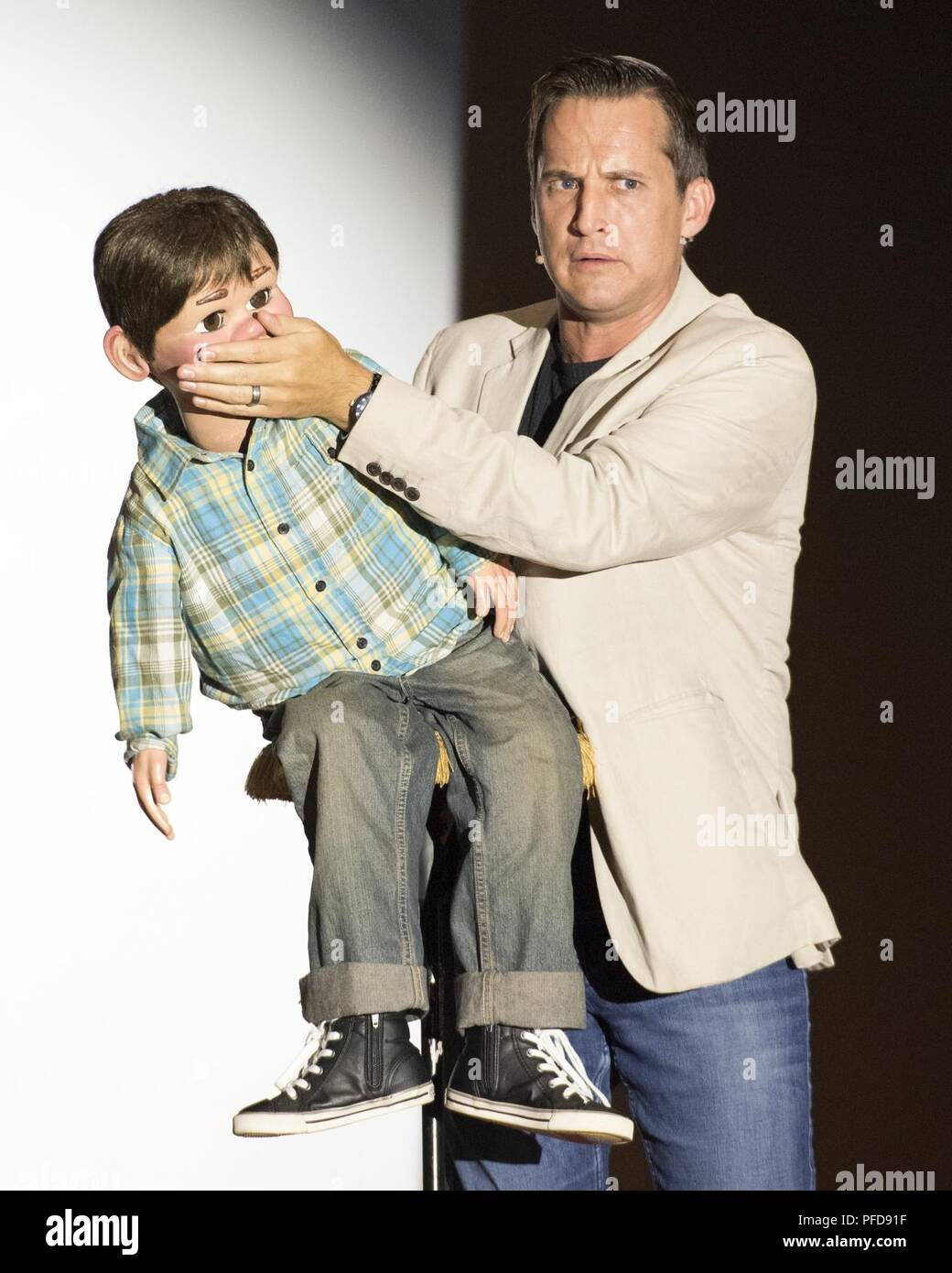 Comedian and ventriloquist entertainer, Ryan, performs with his friend ...