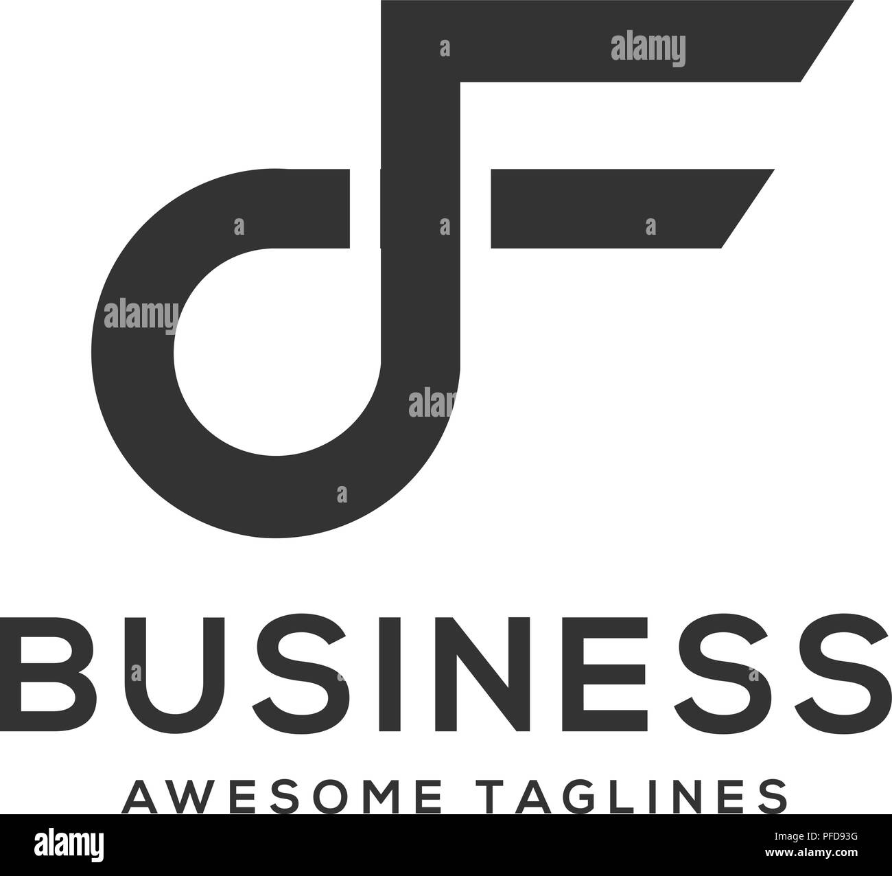 letter df, d f black and white luxury alphabet company letter logo ...