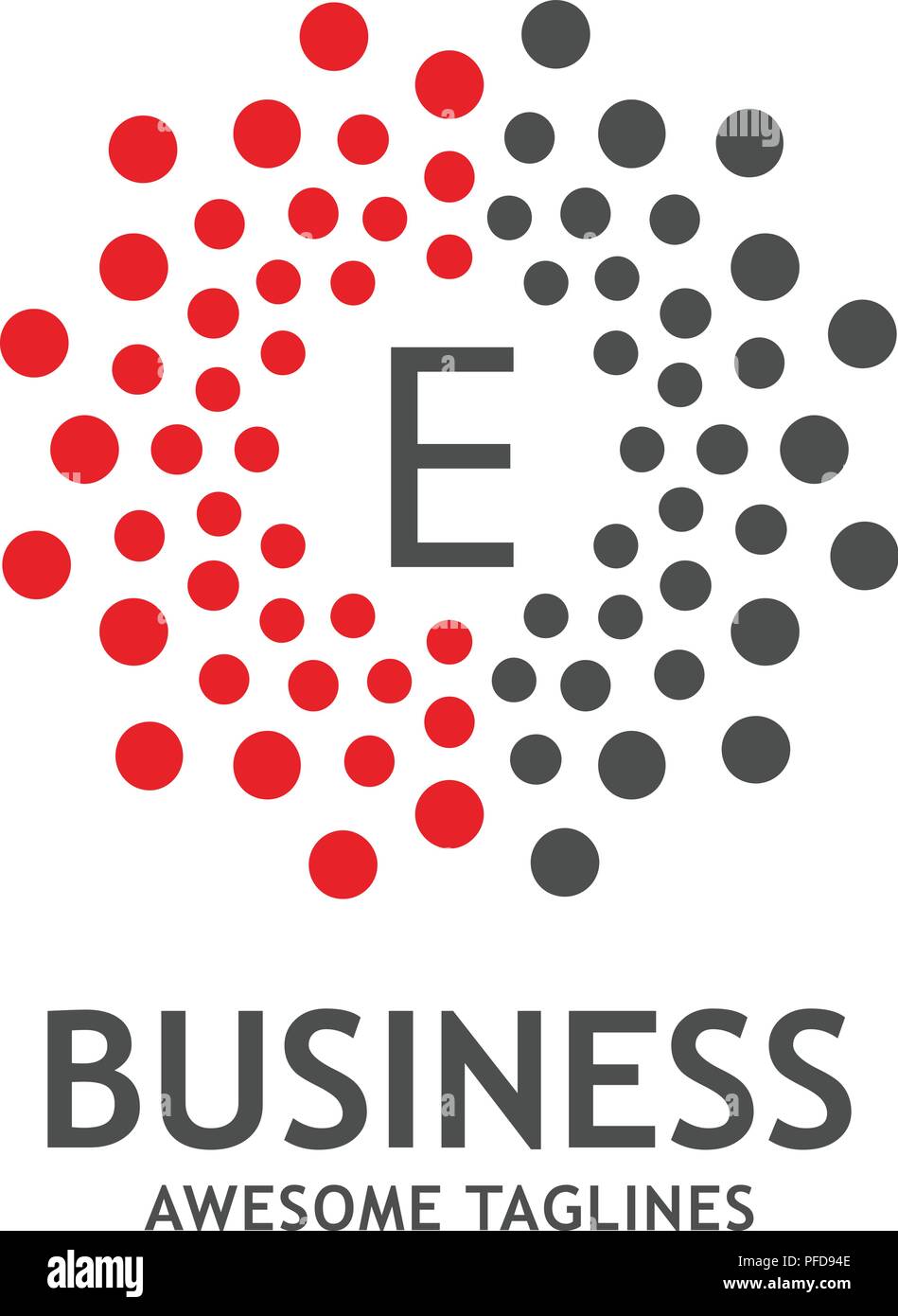 letter E with dotted vector circle frame, dot pattern in circle shape ...