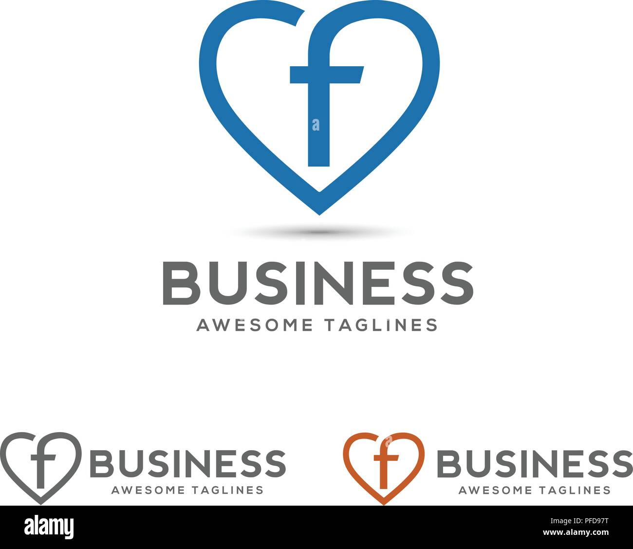 Letter f heart logo icon design template elements,elegant letter f with ...