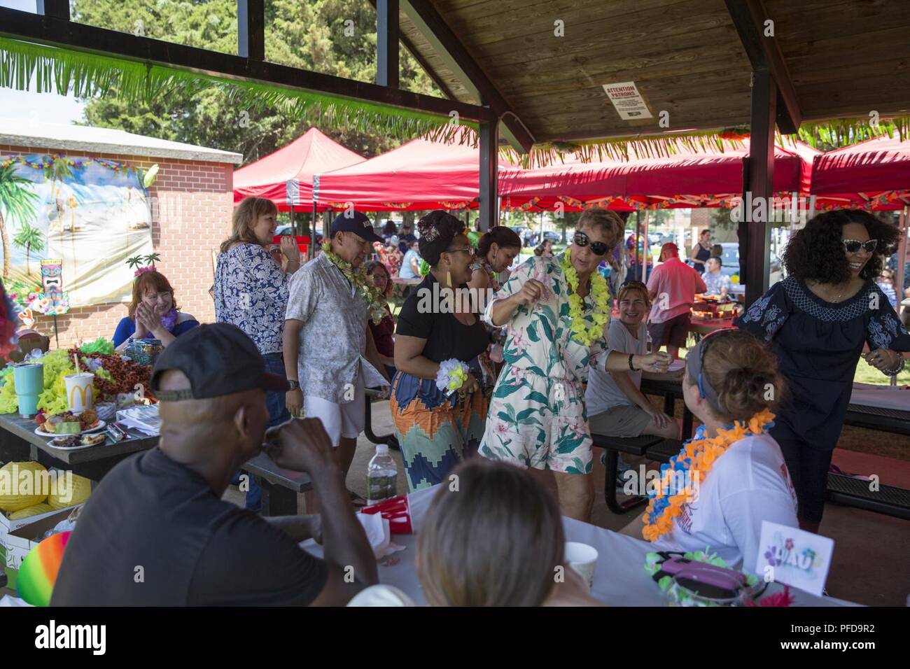 U.S. Marines and civilians with Manpower and Reserves Affairs dance at ...