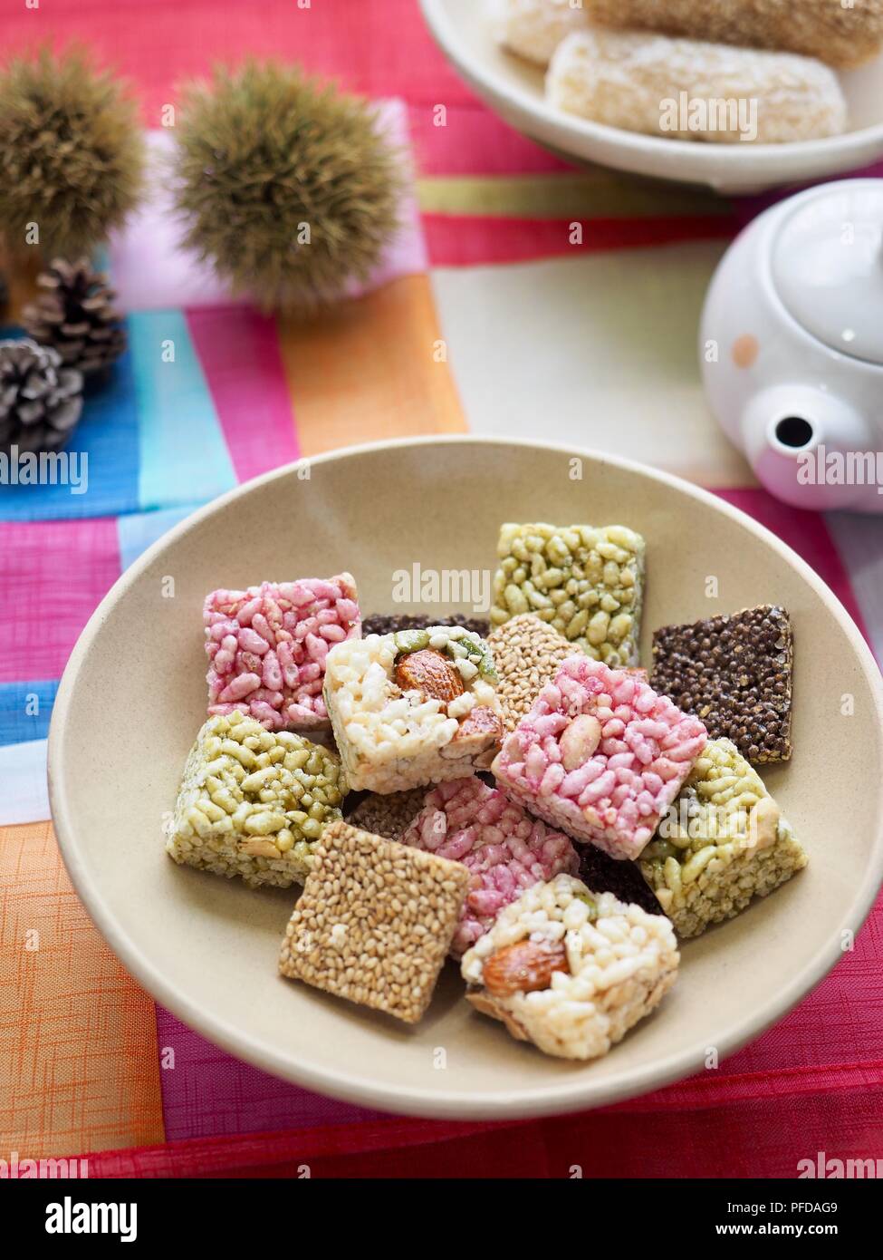 Korean traditional snacks Sweet Rice Puffs , Gangjeong Stock Photo - Alamy