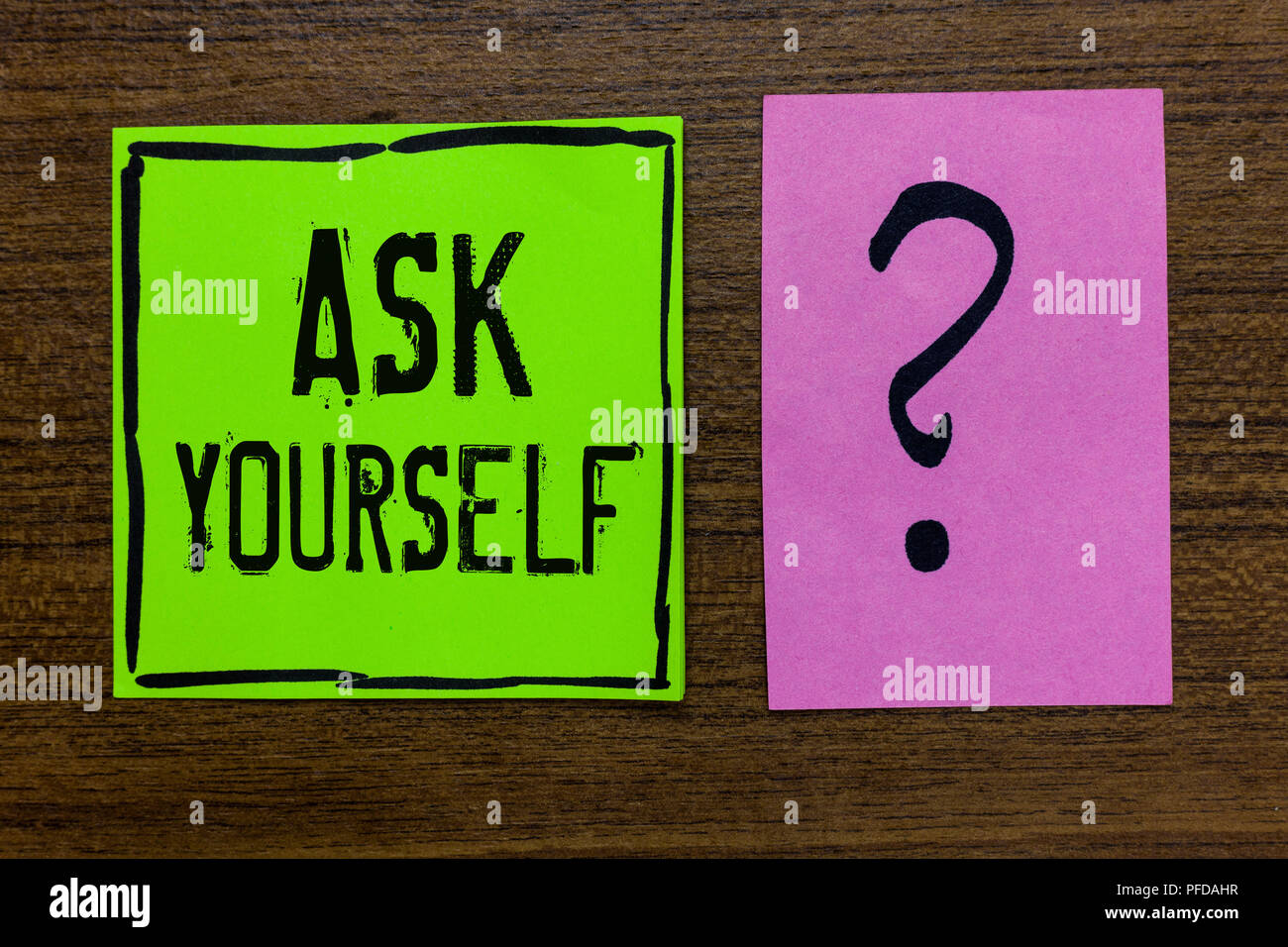 Handwriting text Ask Yourself. Concept meaning Thinking the future ...