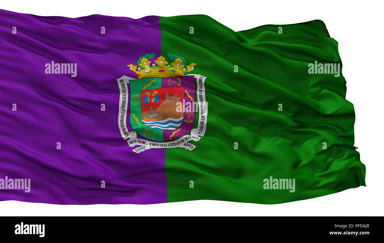 Malaga City Flag, Spain, Isolated On White Background Stock Photo - Alamy