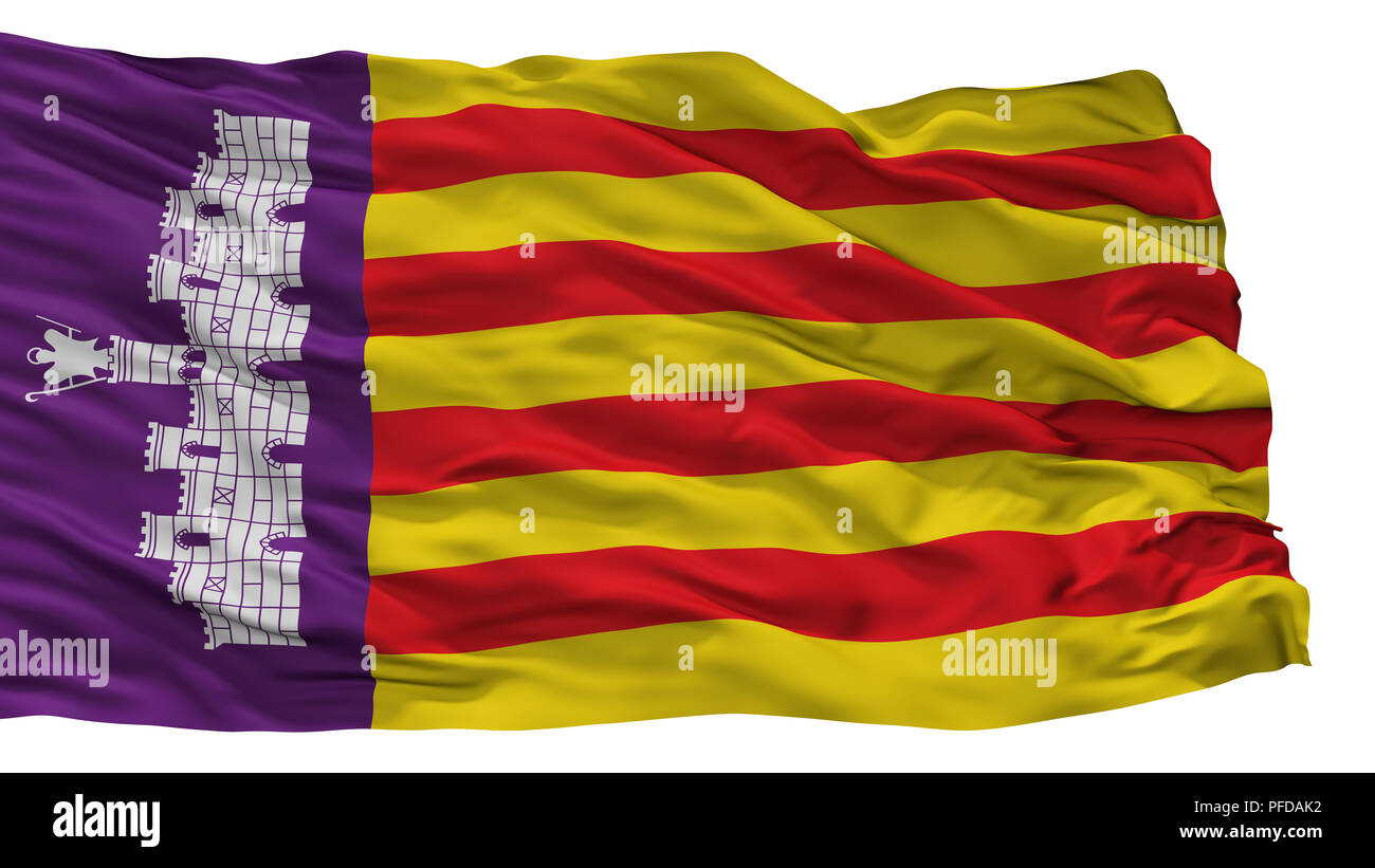 Mallorca City Flag, Spain, Isolated On White Background Stock Photo - Alamy