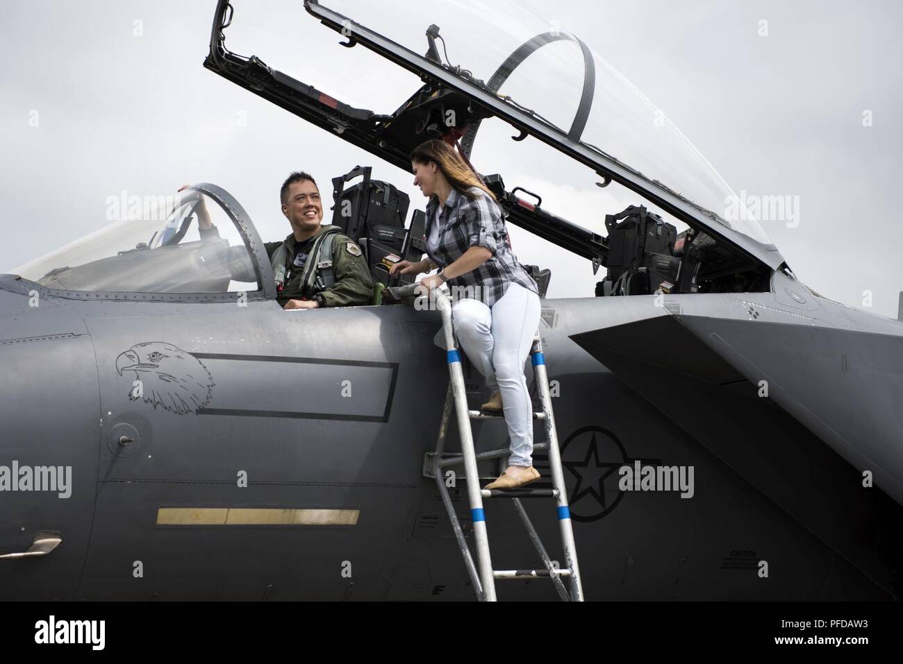 Col. Donn Yates, 48th Operations Group commander, is greeted by his ...
