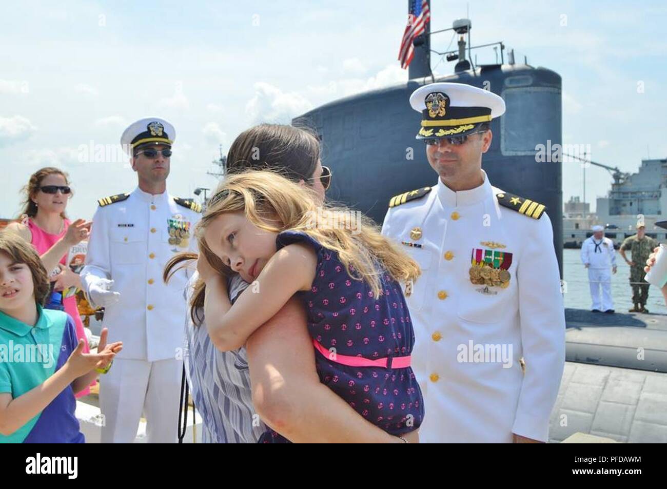 Guests attend the change of command ceremony for USS Boise (SSN 764) at ...