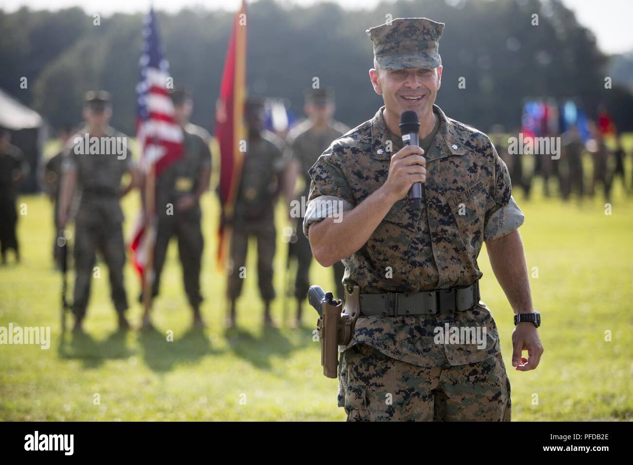 U.S. Marine Lt. Col. Kyle G. Phillips, the outgoing Commanding Officer ...