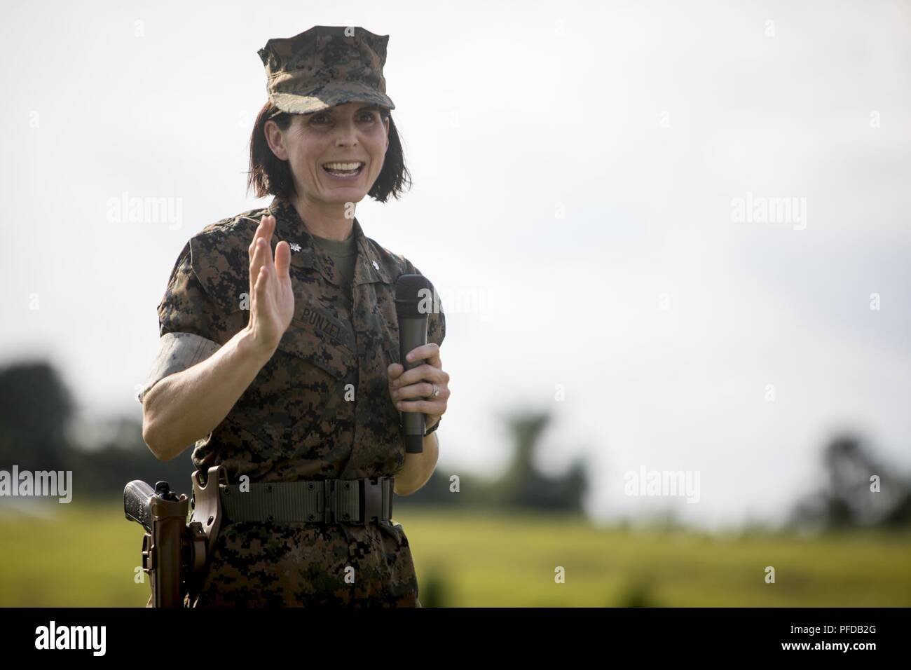 U.S. Marine Lt. Col. Amy E. Punzel, Commanding Officer of Headquarters ...