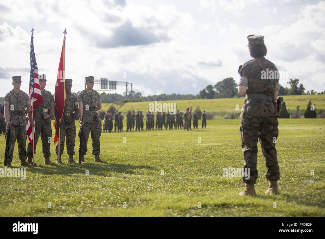U.S. Marine Lt. Col. Amy E. Punzel, Commanding Officer of Headquarters ...