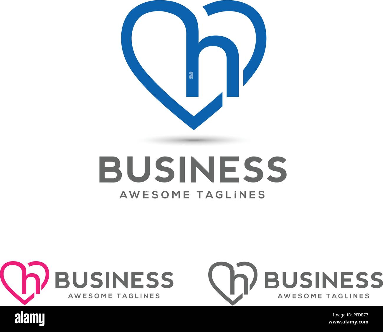 Letter h heart logo icon design template elements,elegant letter h with ...