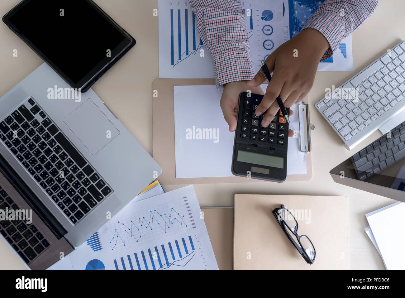 teamwork reports accounting concept analyzing financial Stock Photo - Alamy