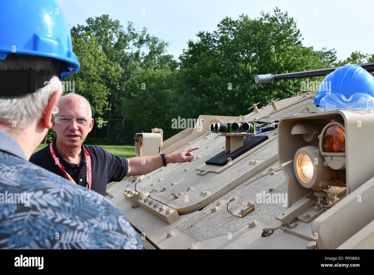 A U.S. Army TARDEC engineer explains the operation of the forward ...