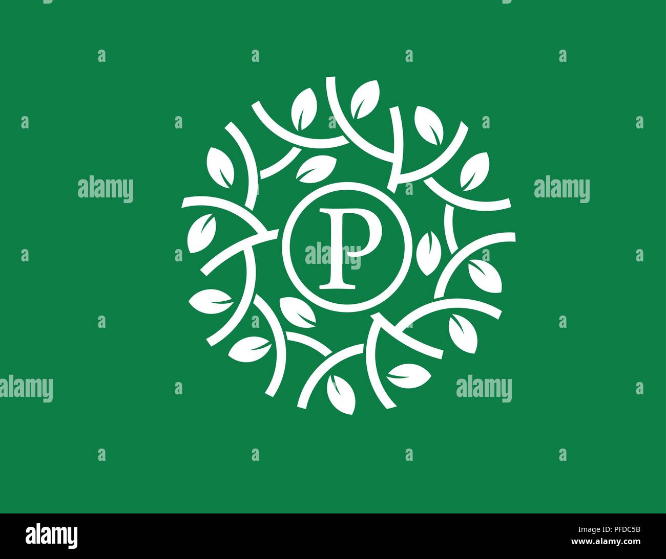 letter P with green circle logo concept, illustration of letter P green ...