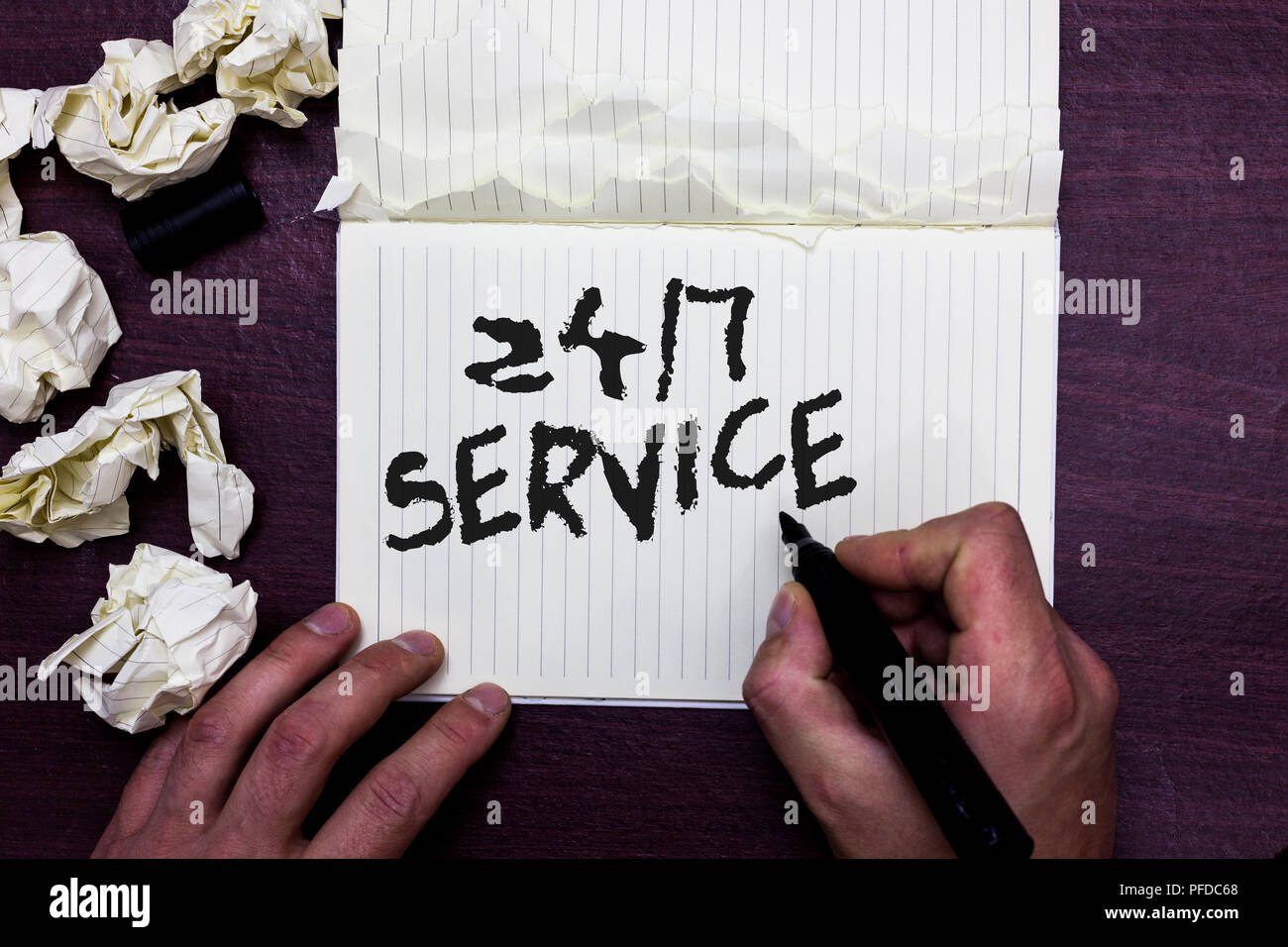 Word writing text 24 7 Service. Business concept for Always available ...