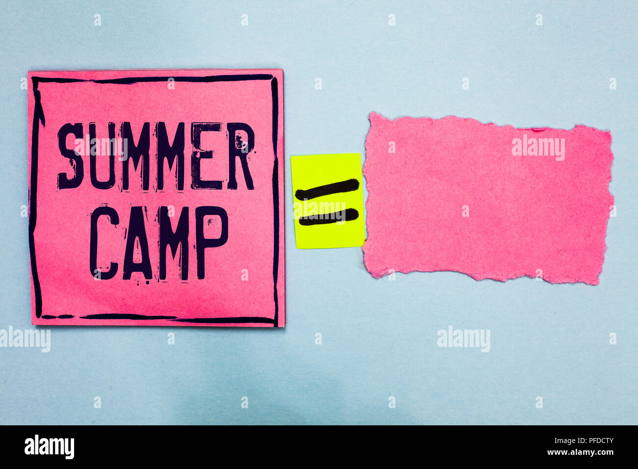 Writing note showing Summer Camp. Business photo showcasing Supervised ...